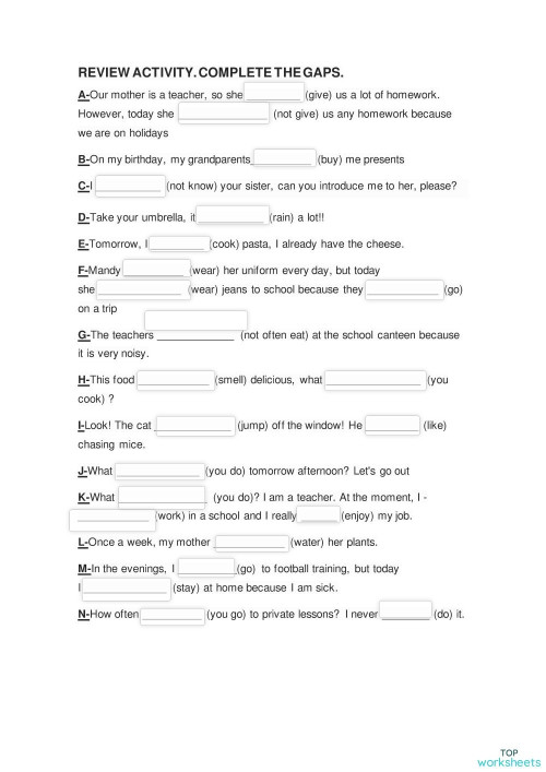 present simple vs present continous. Interactive worksheet | TopWorksheets