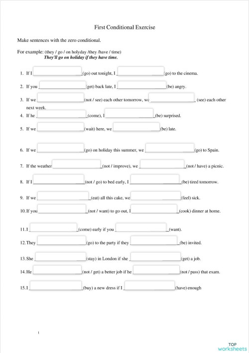 First Conditional Exercise. Interactive worksheet | TopWorksheets