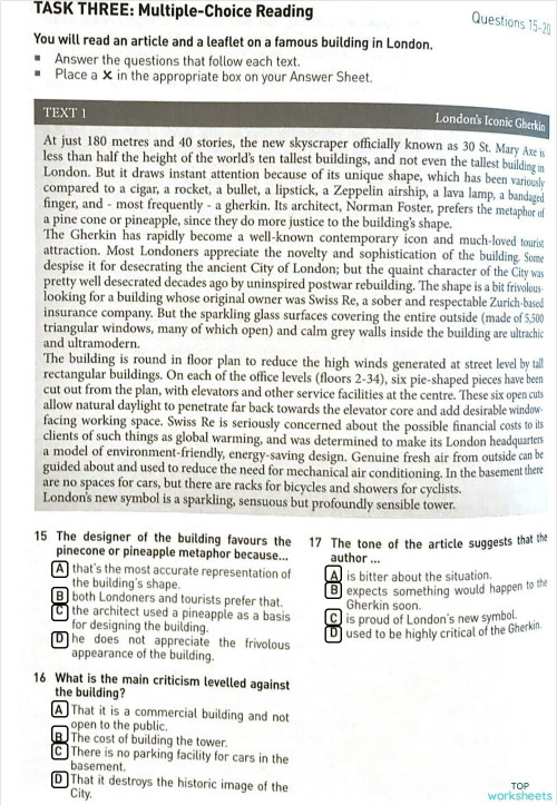 C1 - Test 2 Famous Building 2 writing. Interactive worksheet ...