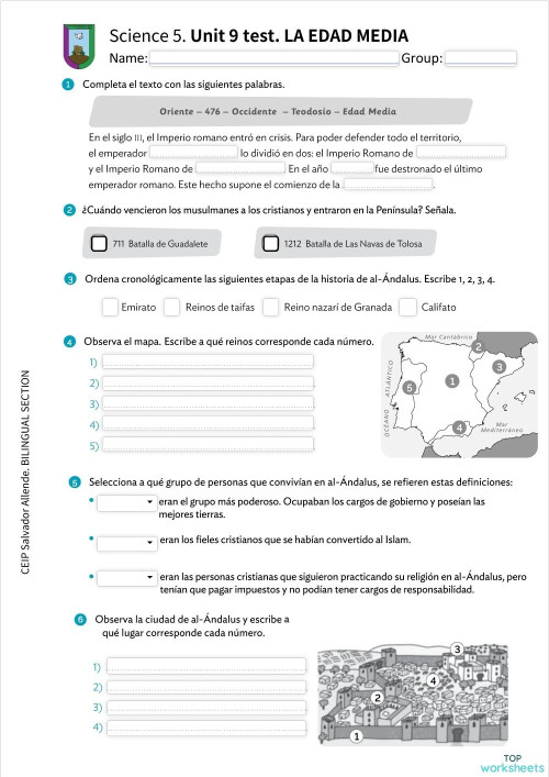 Edad Media: fichas interactivas y ejercicios online | TopWorksheets