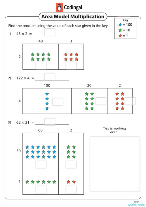 M_G03T02_WA01_Multiplication using Area model. Interactive worksheet ...