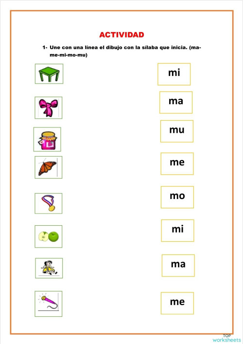 Sílabas: fichas interactivas y ejercicios online | TopWorksheets