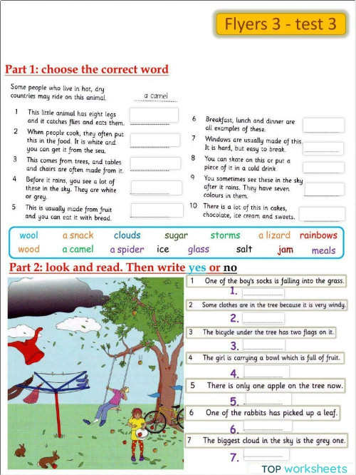 Flyers 3 test3. Interactive worksheet | TopWorksheets