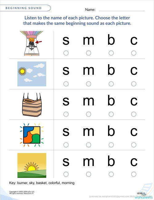 Match the Beginning Sound with the Picture. Interactive worksheet ...