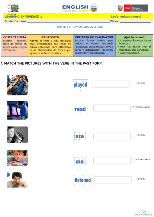 how to reduce stress. Interactive worksheet | TopWorksheets