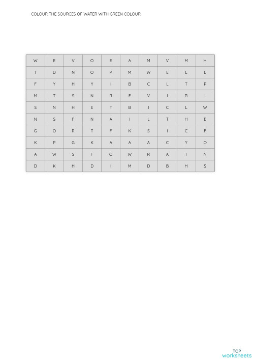 SOURCES OF WATER. Interactive worksheet | TopWorksheets