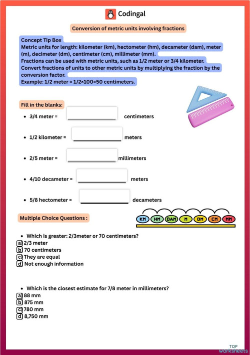 M_G05M14L38_WE01_Converting_Units_of_Lengths_5. Interactive worksheet | TopWorksheets