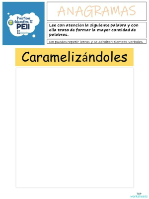 Anagramas PE2. Ficha interactiva | TopWorksheets