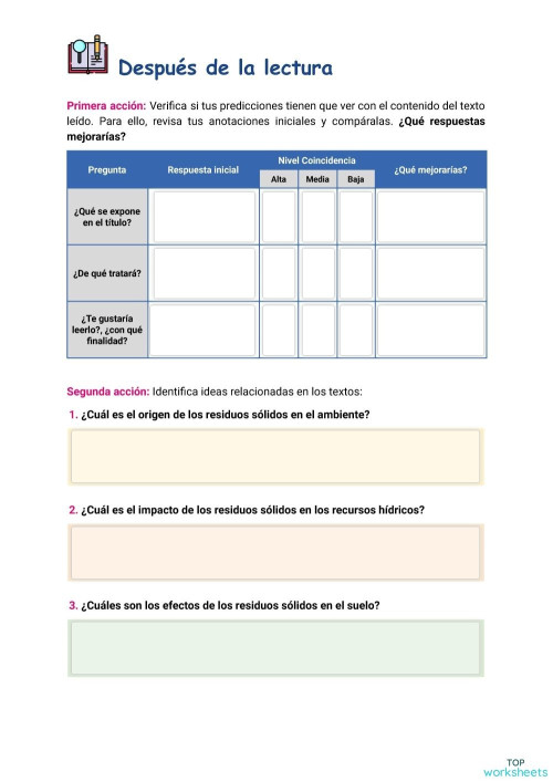 5° 005b - Después de lectura. Ficha interactiva | TopWorksheets