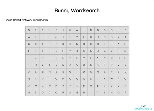 Bunny Wordsearch. Interactive worksheet | TopWorksheets
