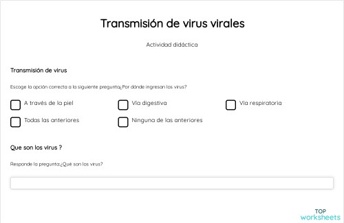 Transmisión de virus virales. Ficha interactiva | TopWorksheets