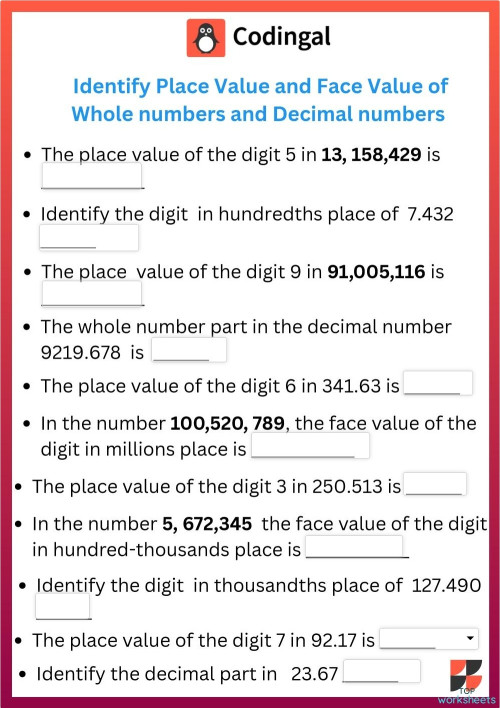 M_G05M01L01_WC01_Introduction_to_Place_Value_1. Interactive worksheet | TopWorksheets