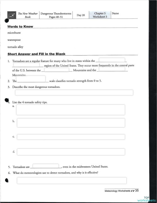 Dangerous Thunderstorms: Chapter 5 Worksheet 3 Pg 35-36. Interactive ...
