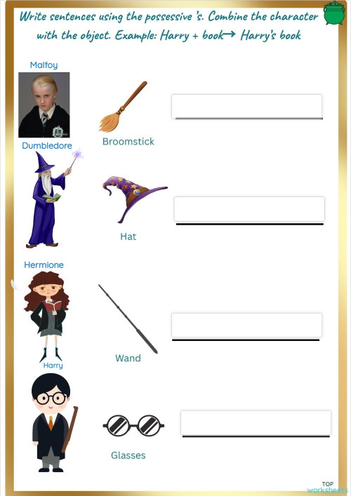 Harry potter: Possession 's rule. Interactive worksheet | TopWorksheets