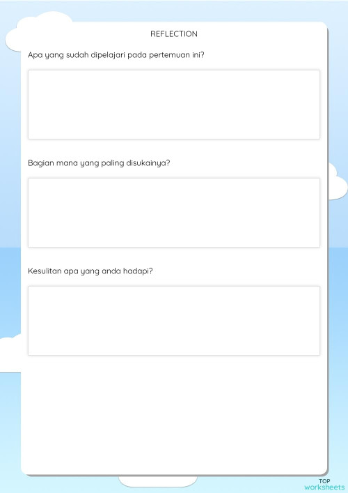 REFLECTION. Interactive worksheet | TopWorksheets