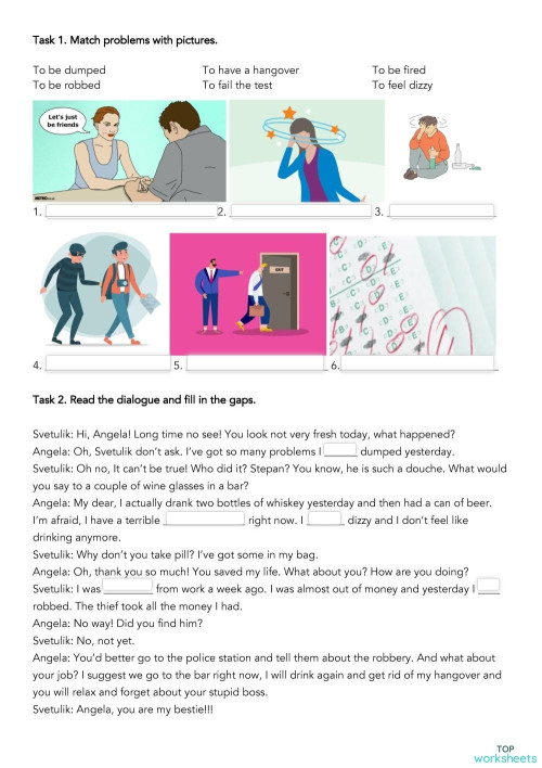 Problems and advice. Interactive worksheet | TopWorksheets