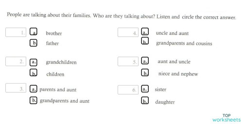 families part 2. Interactive worksheet | TopWorksheets