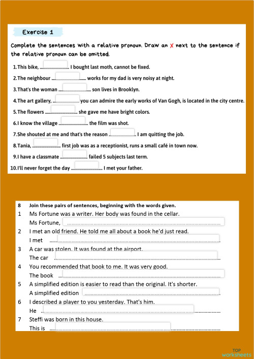 Relative Clauses II. Interactive worksheet | TopWorksheets