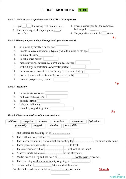 B2+ Mod.6_vocabulary 71-101_29 [. Interactive worksheet | TopWorksheets