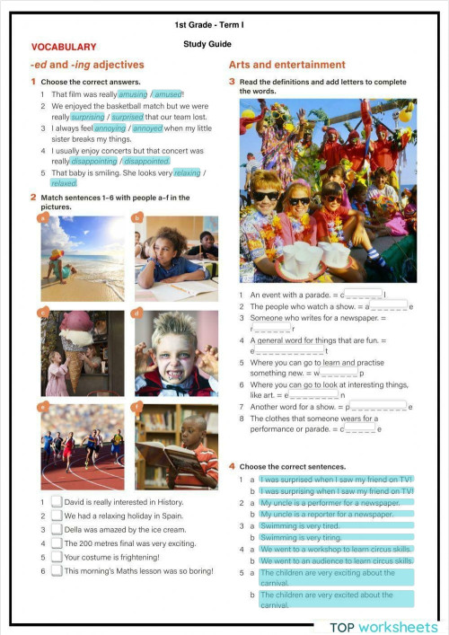 1st Grade. Term 1. Study Guide. Interactive worksheet | TopWorksheets