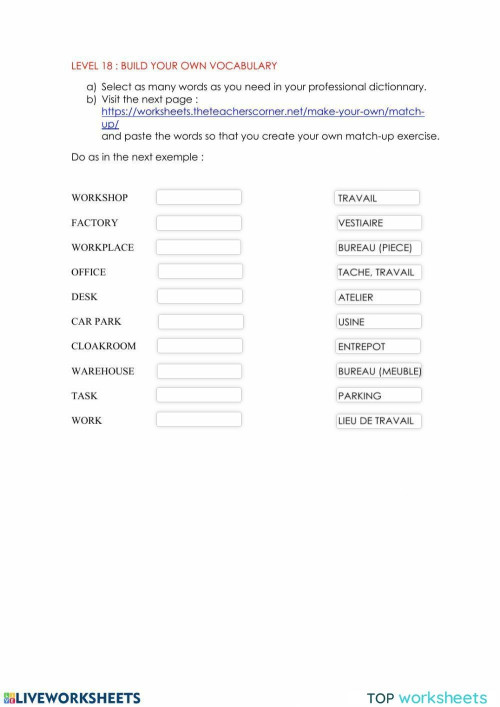 Level 18 build up your own vocabulary bank. Interactive worksheet ...