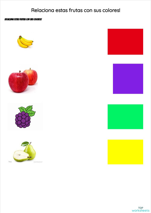 Relaciona estas frutas con sus colores!. Ficha interactiva | TopWorksheets