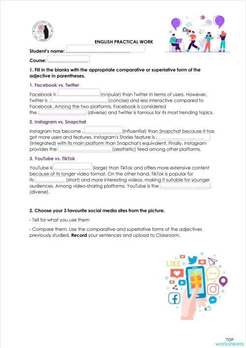 English practical work ISI. Interactive worksheet | TopWorksheets