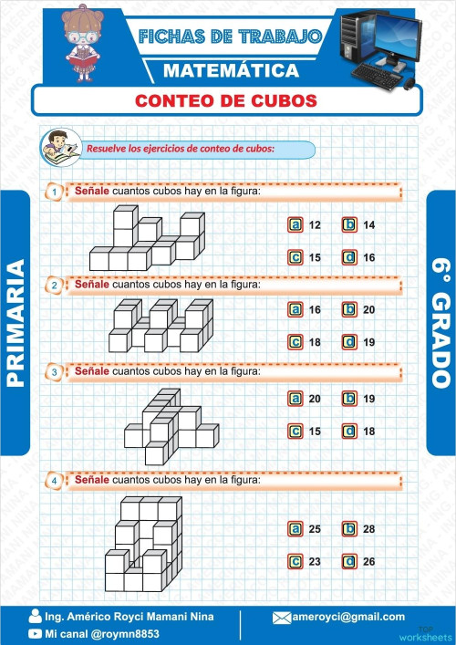 CONTEO DE CUBOS. Ficha interactiva | TopWorksheets