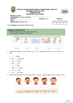 Diagnostic Evaluation 7th. Ficha interactiva | TopWorksheets
