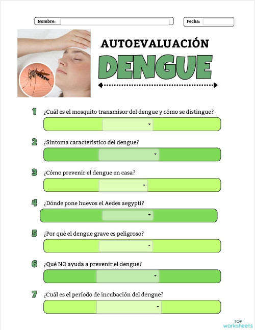 EXAMEN DENGUE. Ficha interactiva | TopWorksheets