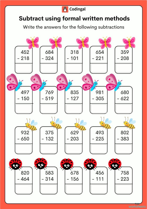 M_G03M11L24_WE02_Subtract_using_formal_written_methods_6. Interactive worksheet | TopWorksheets