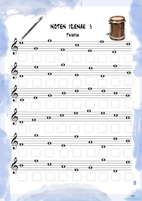 1. Maila TXISTUA Noten Izenak 5. Interactive worksheet | TopWorksheets