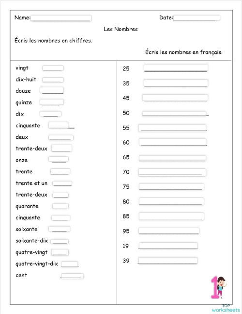 Les nombres 0-100. Fiche interactive | TopWorksheets