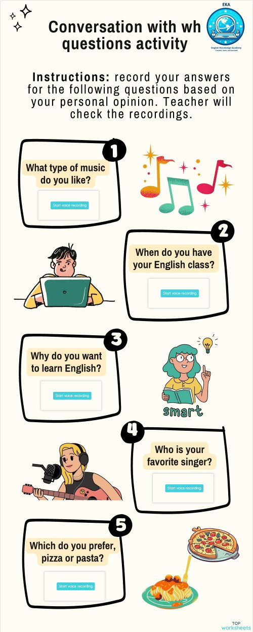 Conversation with Wh questions activity. Interactive worksheet ...