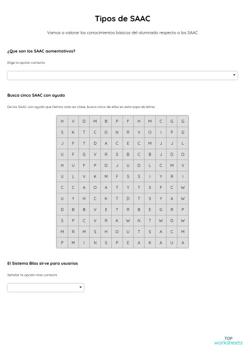 Tipos de SAAC. Ficha interactiva | TopWorksheets