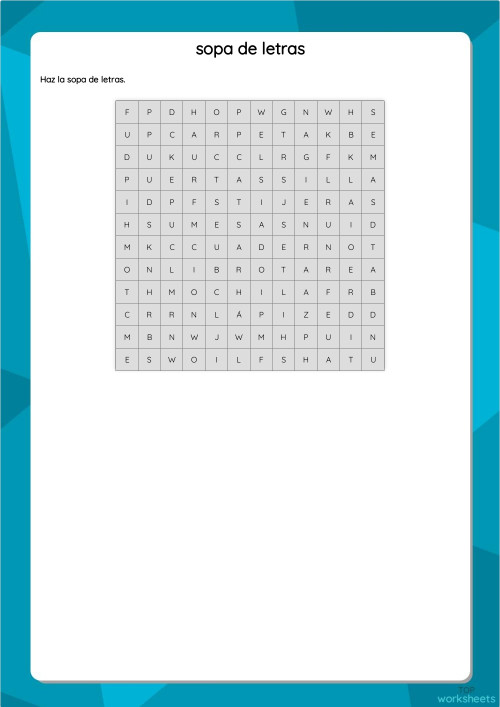 sopa de letras. Ficha interactiva | TopWorksheets