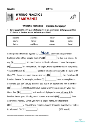 Apartments - Vocabulary 2. Interactive worksheet | TopWorksheets