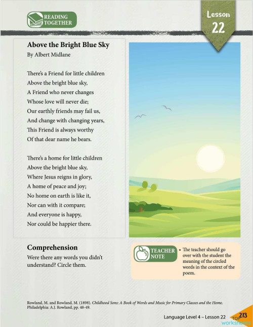 Lesson 22: Pg 213 Reading Together. Interactive worksheet | TopWorksheets