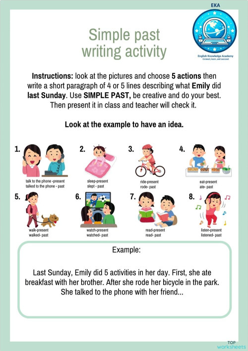 Simple past writing activity. Interactive worksheet | TopWorksheets