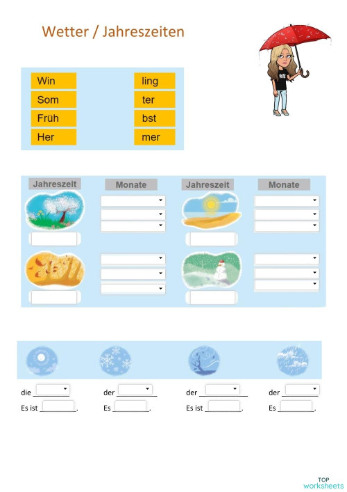 Wetter - Jahreszeiten. Interaktives Arbeitsblatt | TopWorksheets