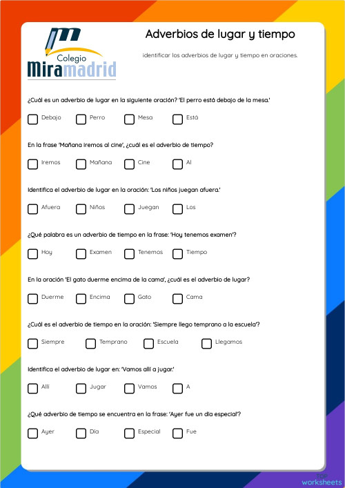 Hojas De Trabajo Gratuitas Sobre Adverbios