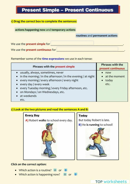 Every Day vs. Today. Interactive worksheet | TopWorksheets