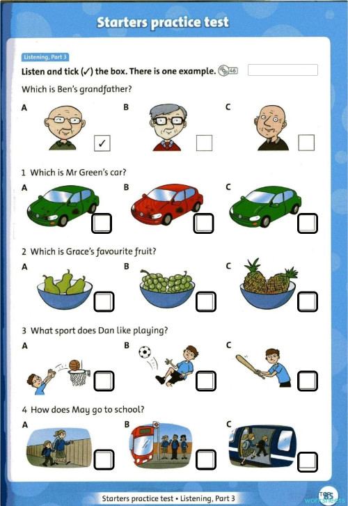 003 4th Listening Part 3. Interactive worksheet | TopWorksheets