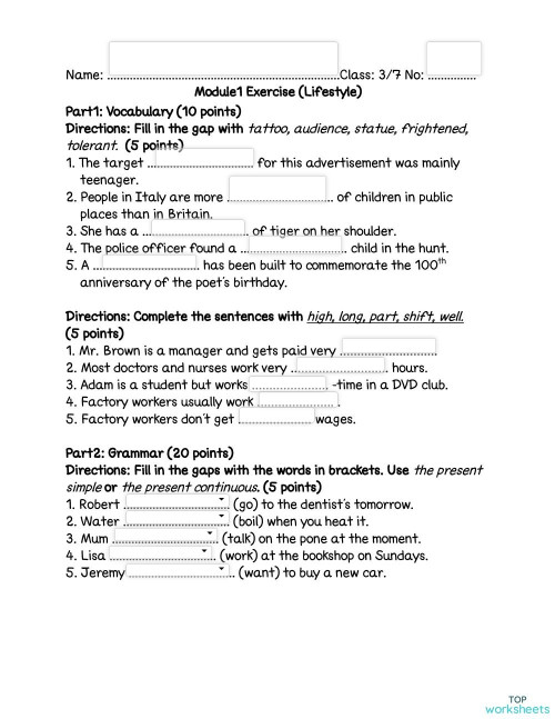 Module1 Exercise 3/7. Interactive worksheet | TopWorksheets
