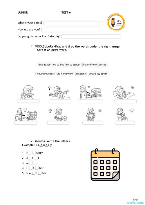Junior Test 6. Interactive worksheet | TopWorksheets