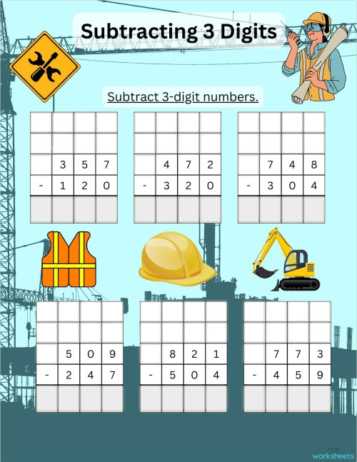 Subtracting 3 Digits III. Interactive worksheet | TopWorksheets