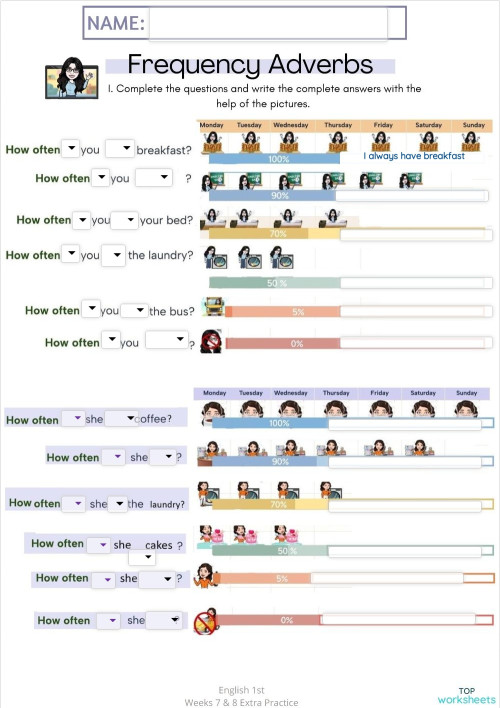 1st Semester Extra Practice 5. Interactive worksheet | TopWorksheets