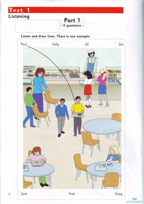 Movers 4 test 1. Bài tập tương tác | TopWorksheets