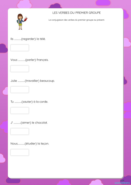 LES VERBES DU PREMIER GROUPE. Fiche interactive | TopWorksheets