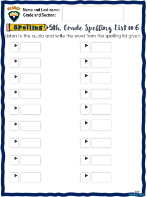 5th. grade. Spelling 6. Interactive worksheet | TopWorksheets